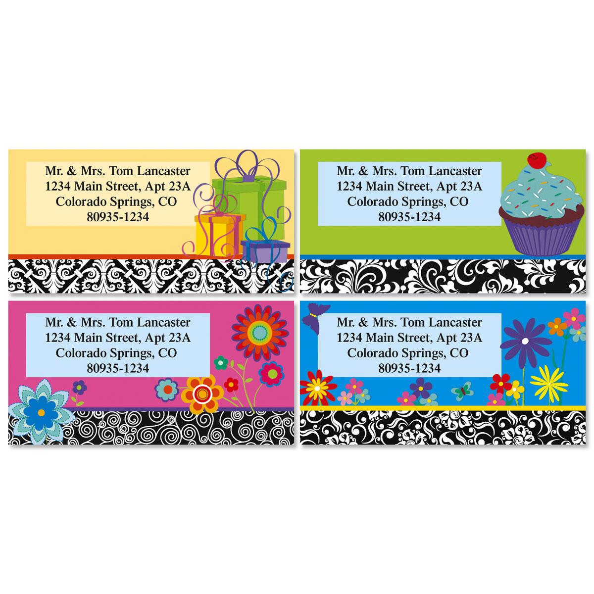 Bordered Brights Border Return Address Labels | Colorful Images
