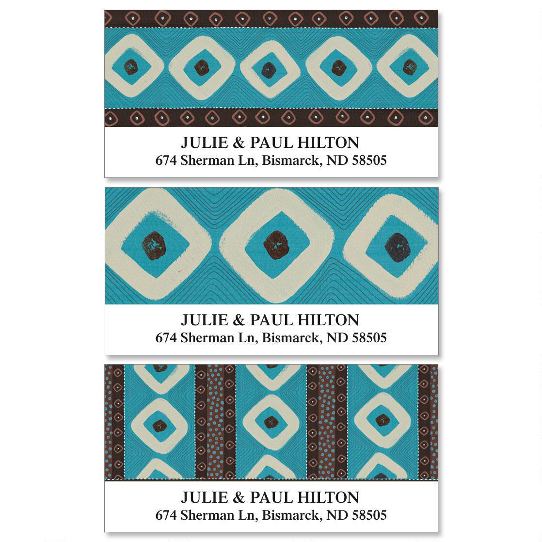 Brown Turquoise Deluxe Return Address Labels | Colorful Images