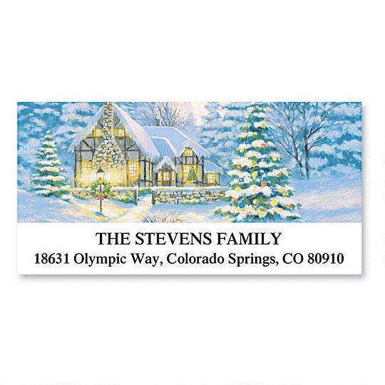 Christmas Cottage Deluxe Return Address Labels | Colorful Images
