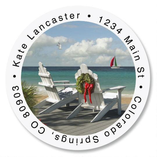 Christmas in the Sunshine Round Return Address Labels | Colorful Images