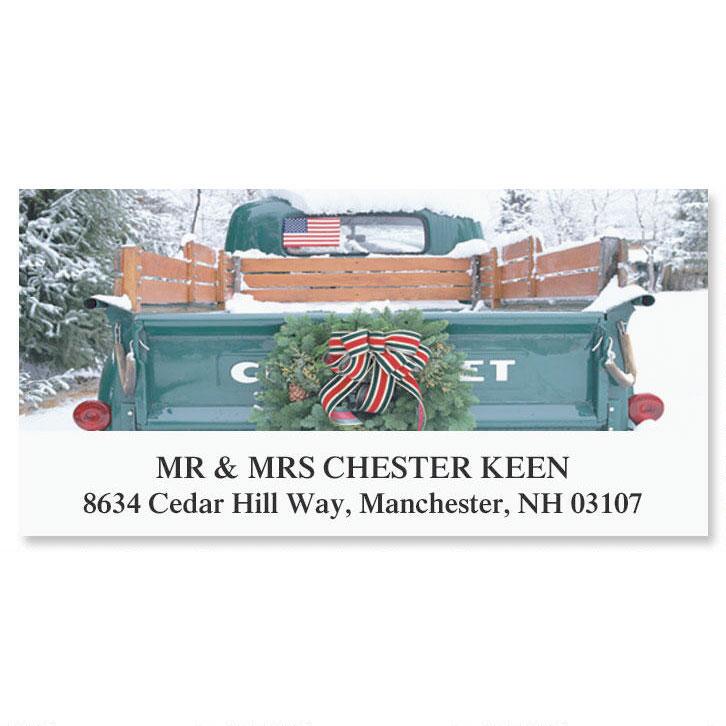 Pick Up Christmas Deluxe Return Address Labels | Colorful Images