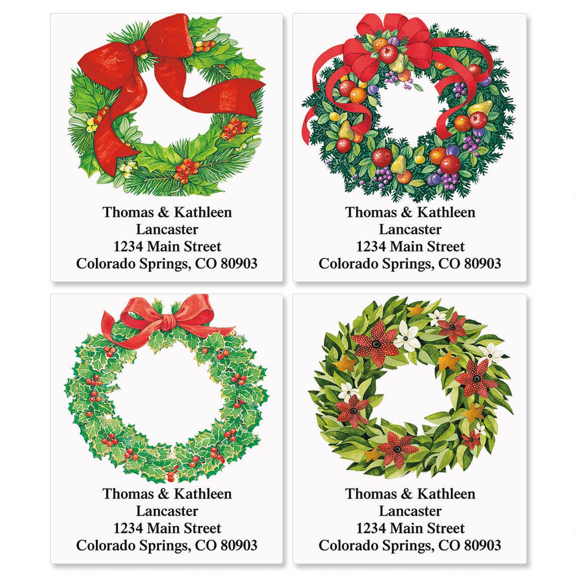 Christmas Wreath Select Return Address Labels | Colorful Images