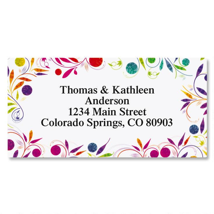 Color Swirl Border Address Labels | Colorful Images