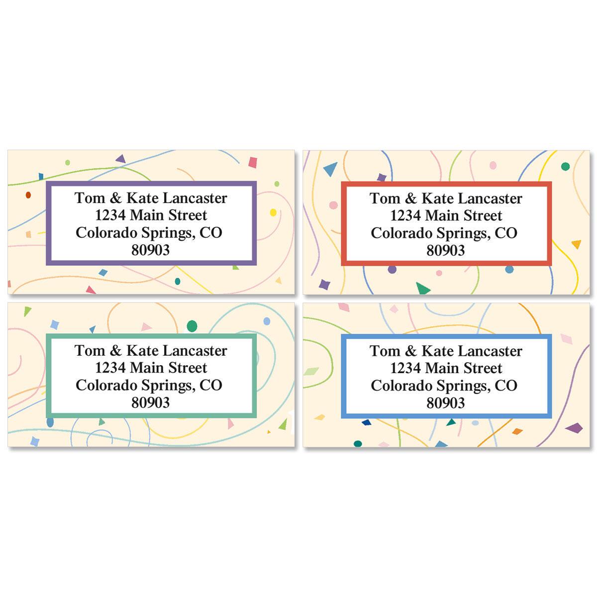 Confetti Border Return Address Labels | Colorful Images