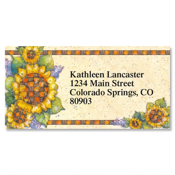 Country Sunflowers Border Return Address Labels | Colorful Images