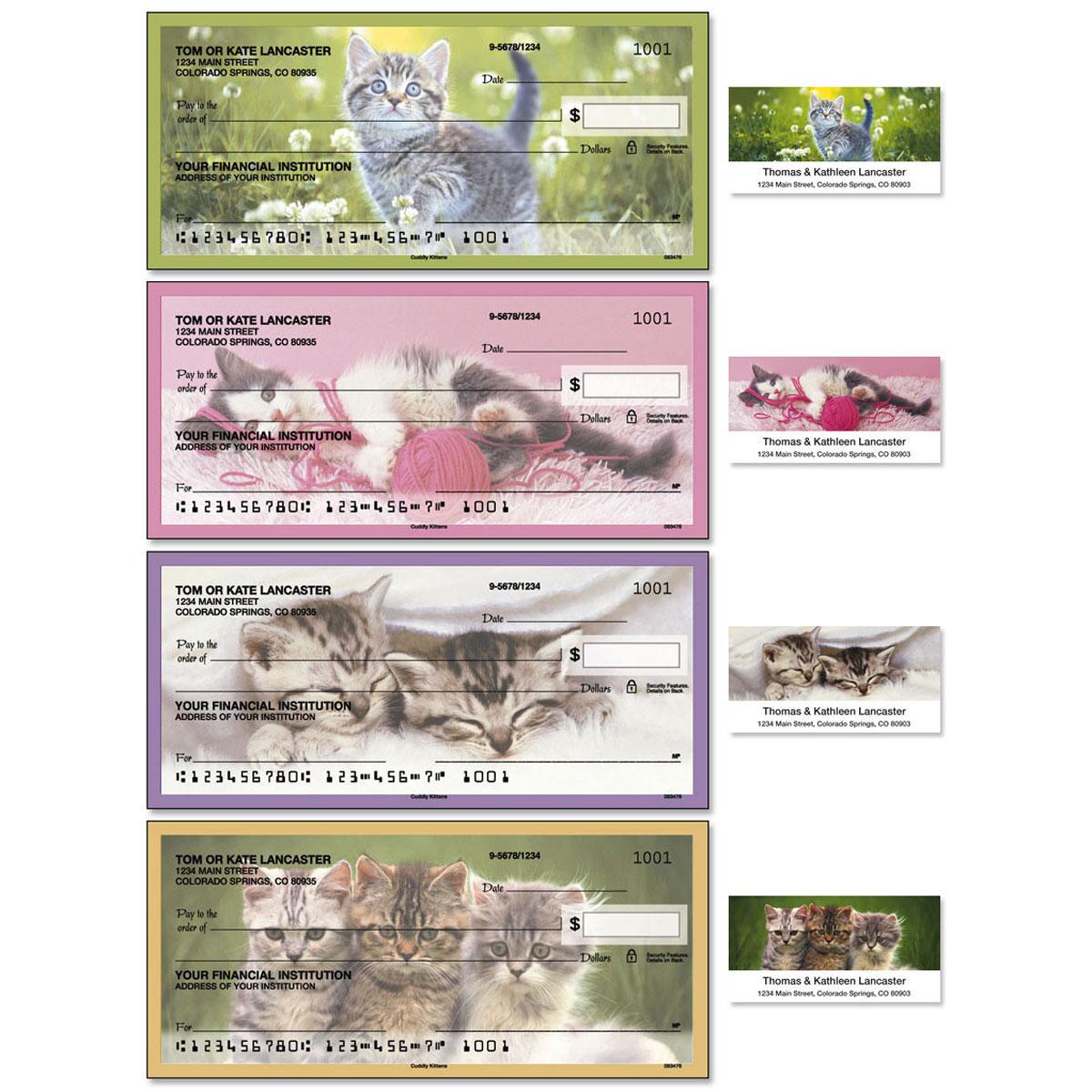 Cuddly Kittens Personal Single Checks with Matching Address Labels ...