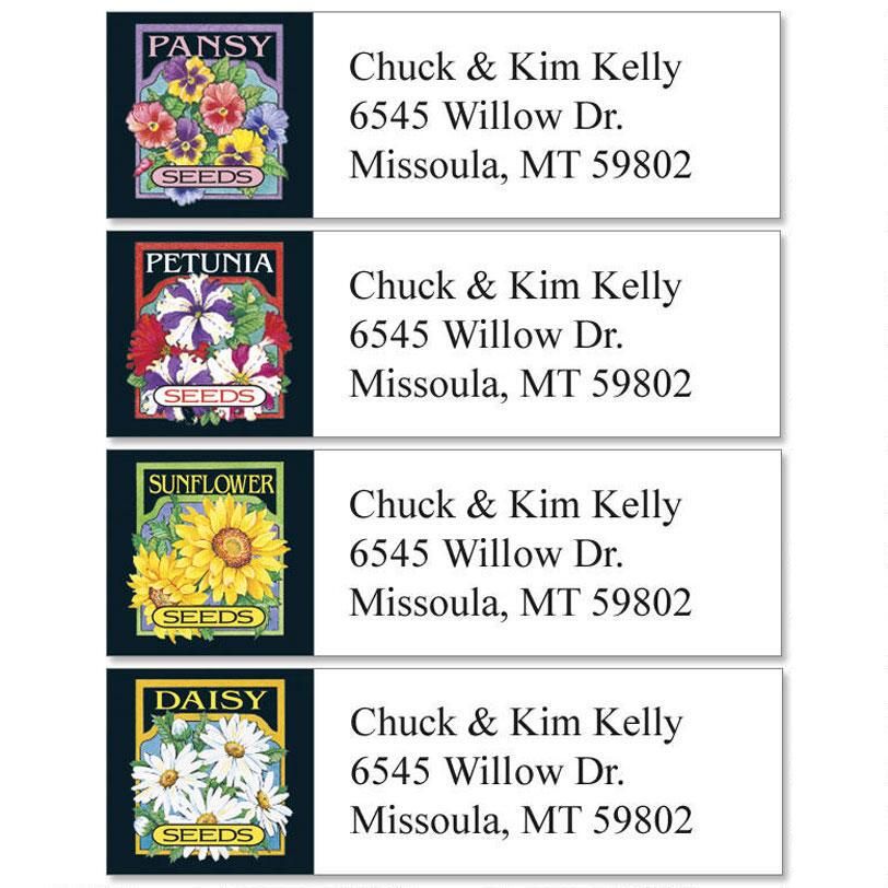 Seed Packet Florals Classic Return Address Labels | Colorful Images