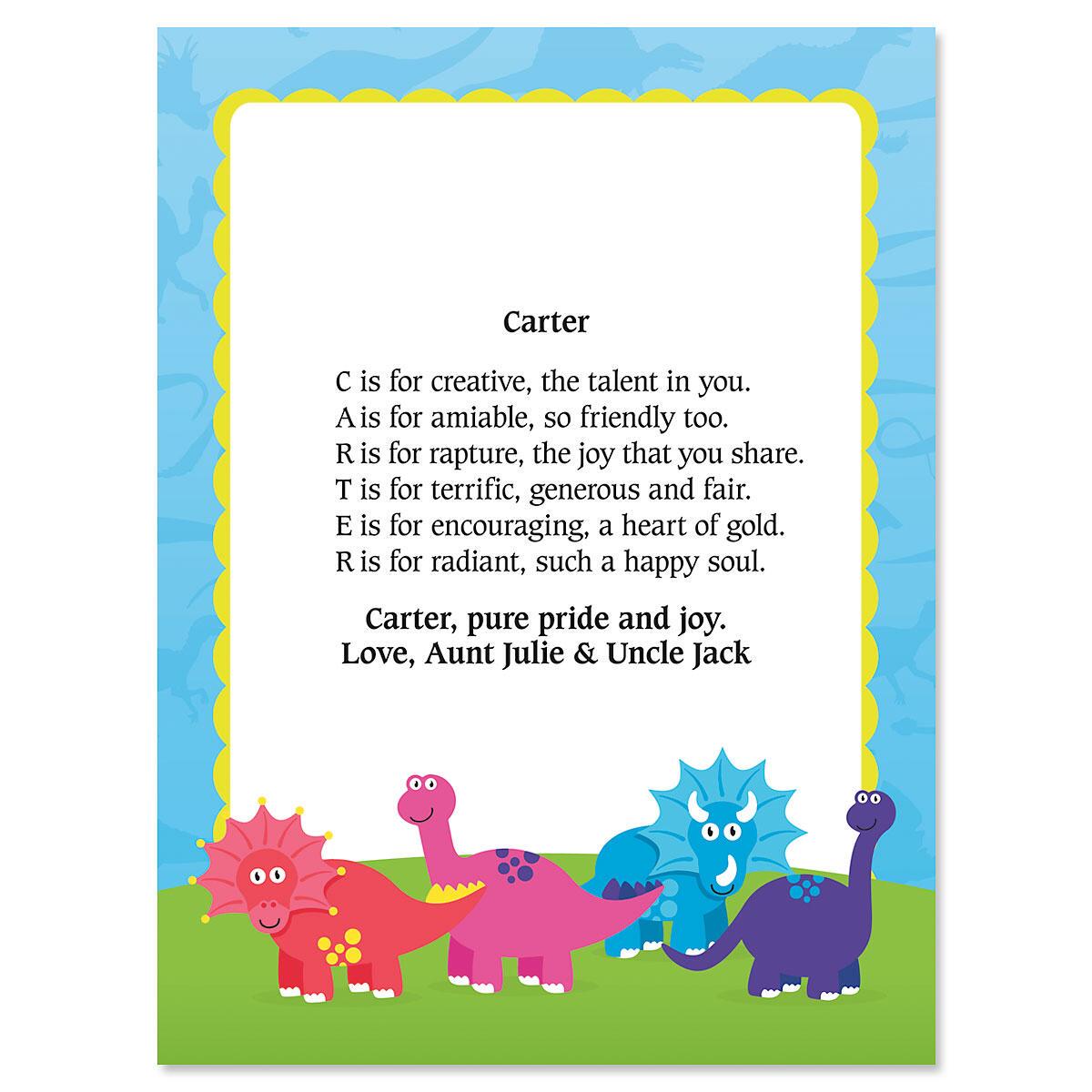 Dinosaur Name Poem Print | Colorful Images