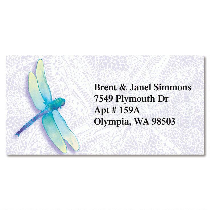 Dragonfly Lace Border Return Address Labels | Colorful Images