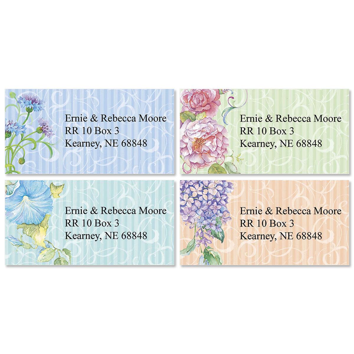 Elaborate Floral Border Return Address Labels | Colorful Images