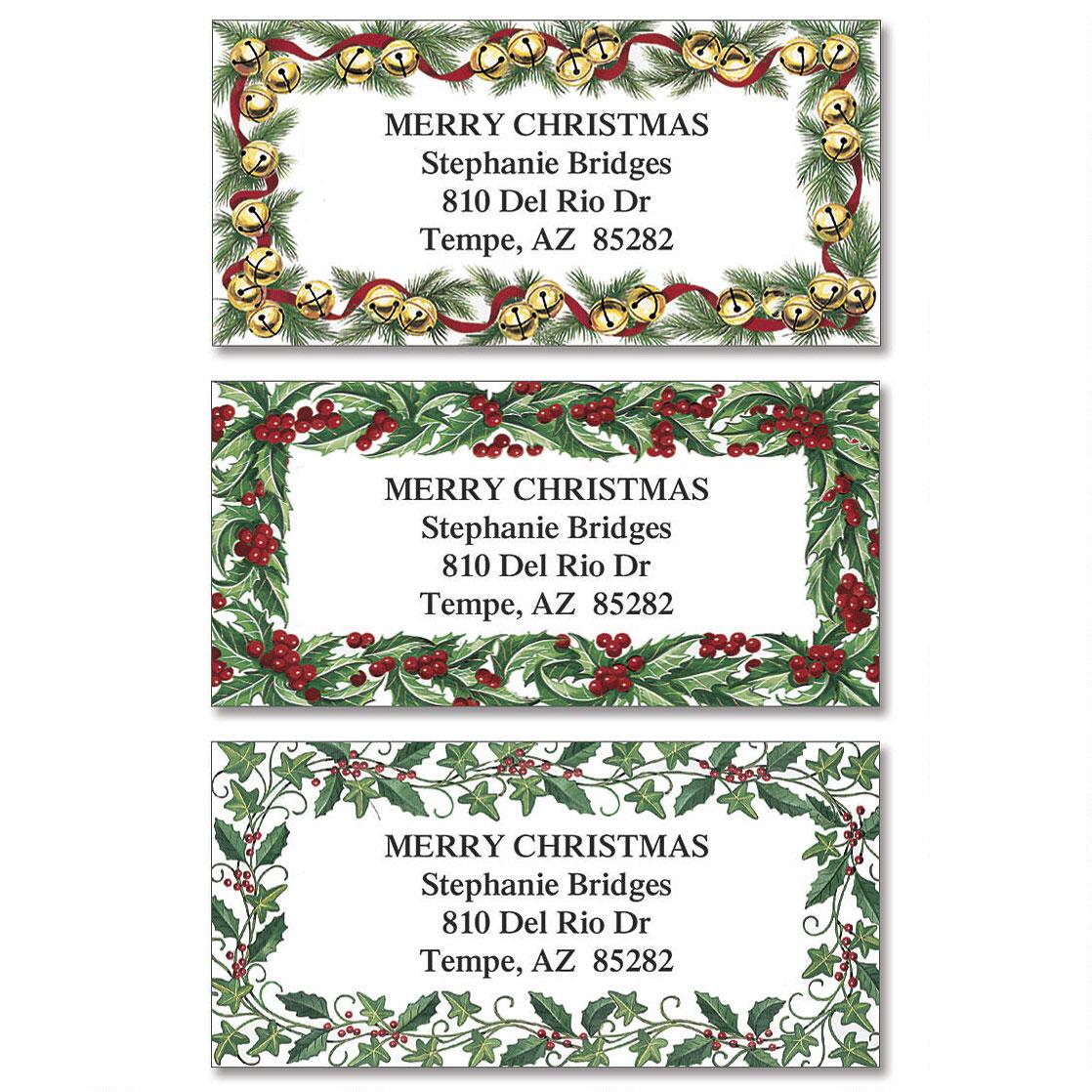 Evergreen Edges Christmas Border Return Address Labels | Colorful Images