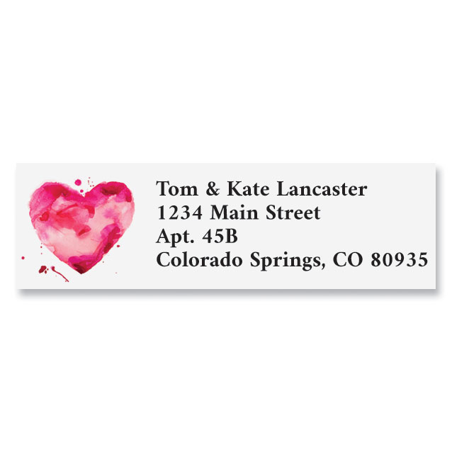 Watercolor Heart Classic Return Address Labels | Colorful Images