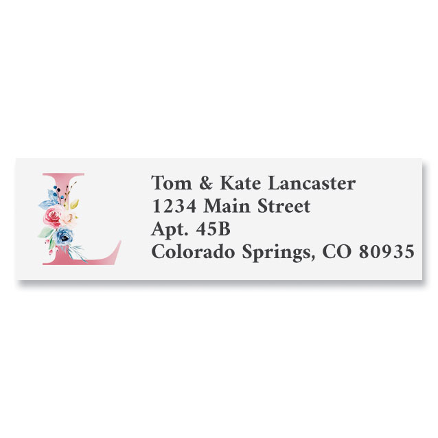 Floral Monogram Classic Return Address Labels | Colorful Images