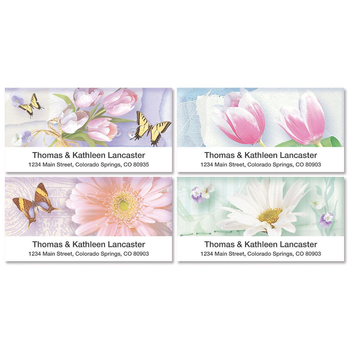 Floral Collage Deluxe Return Address Labels | Colorful Images
