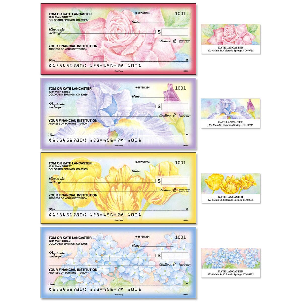 Floral Fancy Personal Single Checks with Matching Address Labels ...