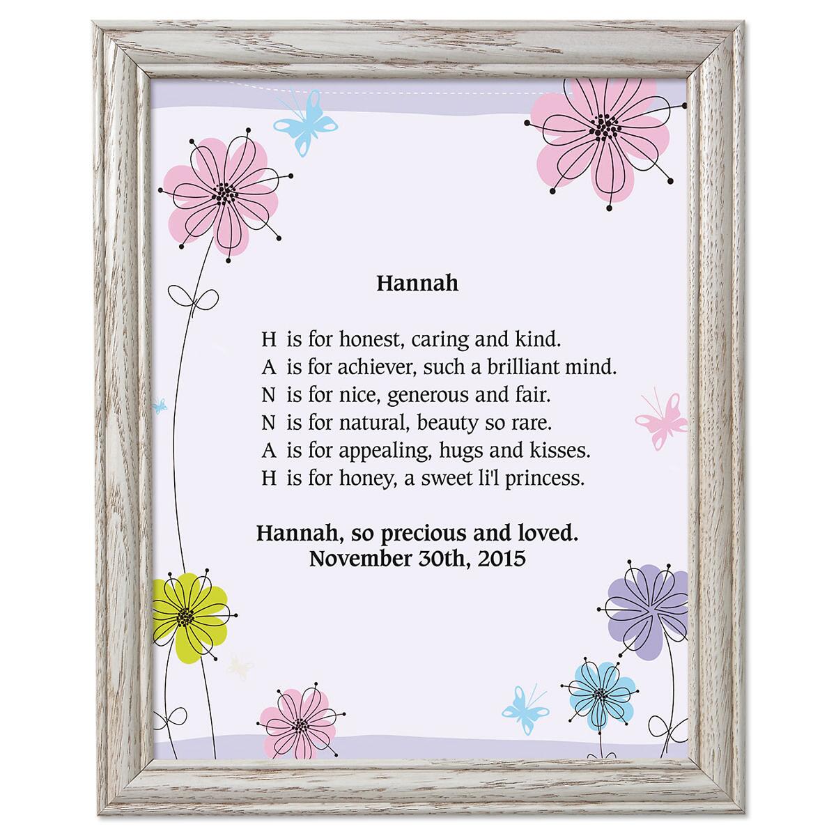 Floral Framed Name Poem Print | Colorful Images
