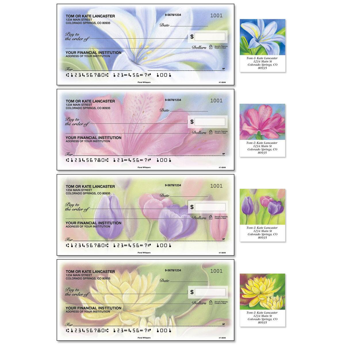 Floral Whispers Personal Single Checks With Matching Address Labels ...
