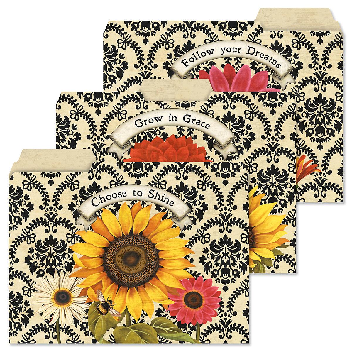 French Sunflower File Folders | Colorful Images