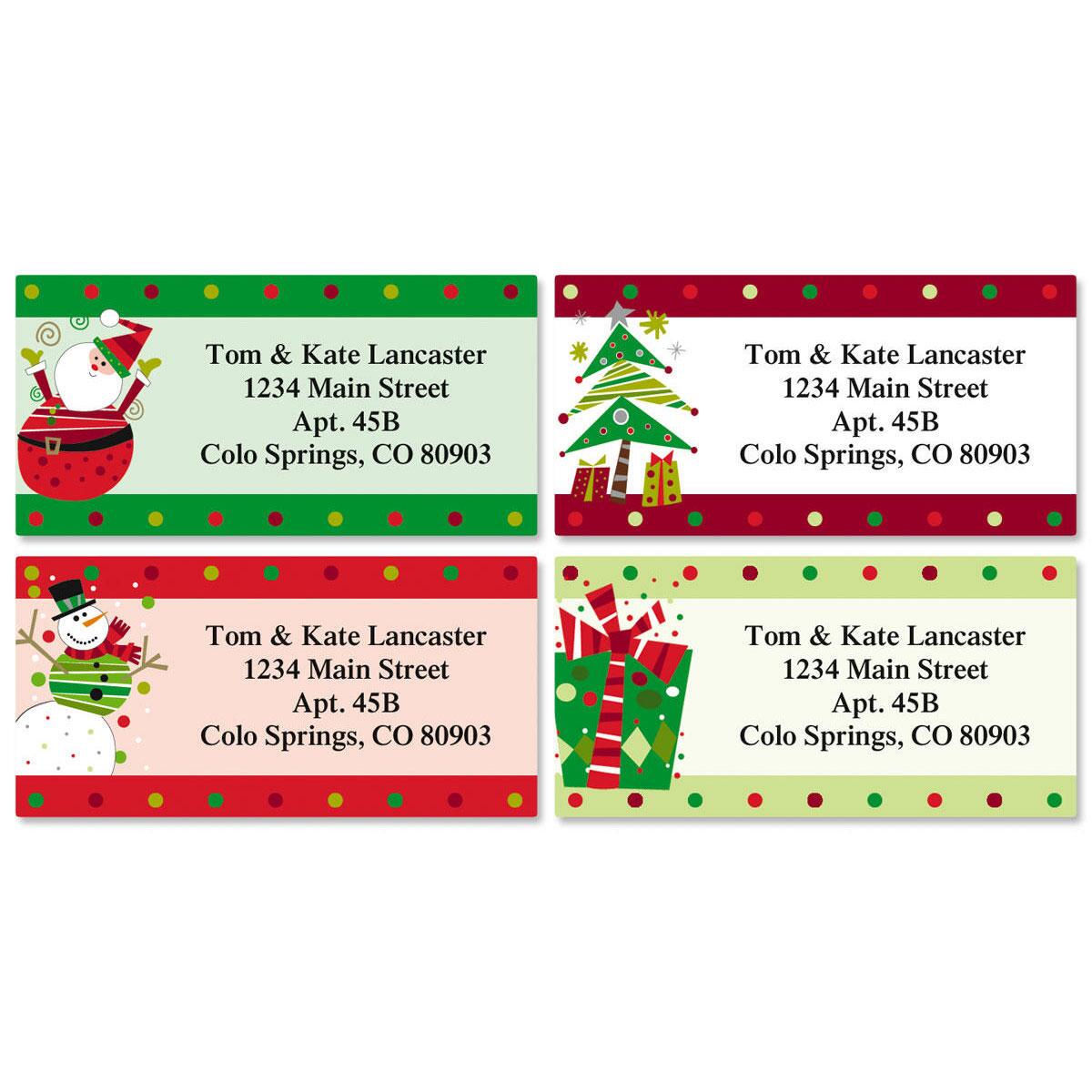 Fun Christmas Border Return Address Labels | Colorful Images