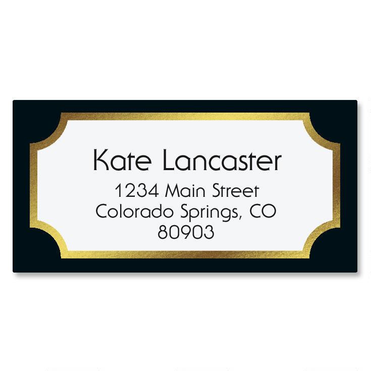 Fundamental Black Foil Border Return Address Labels | Colorful Images
