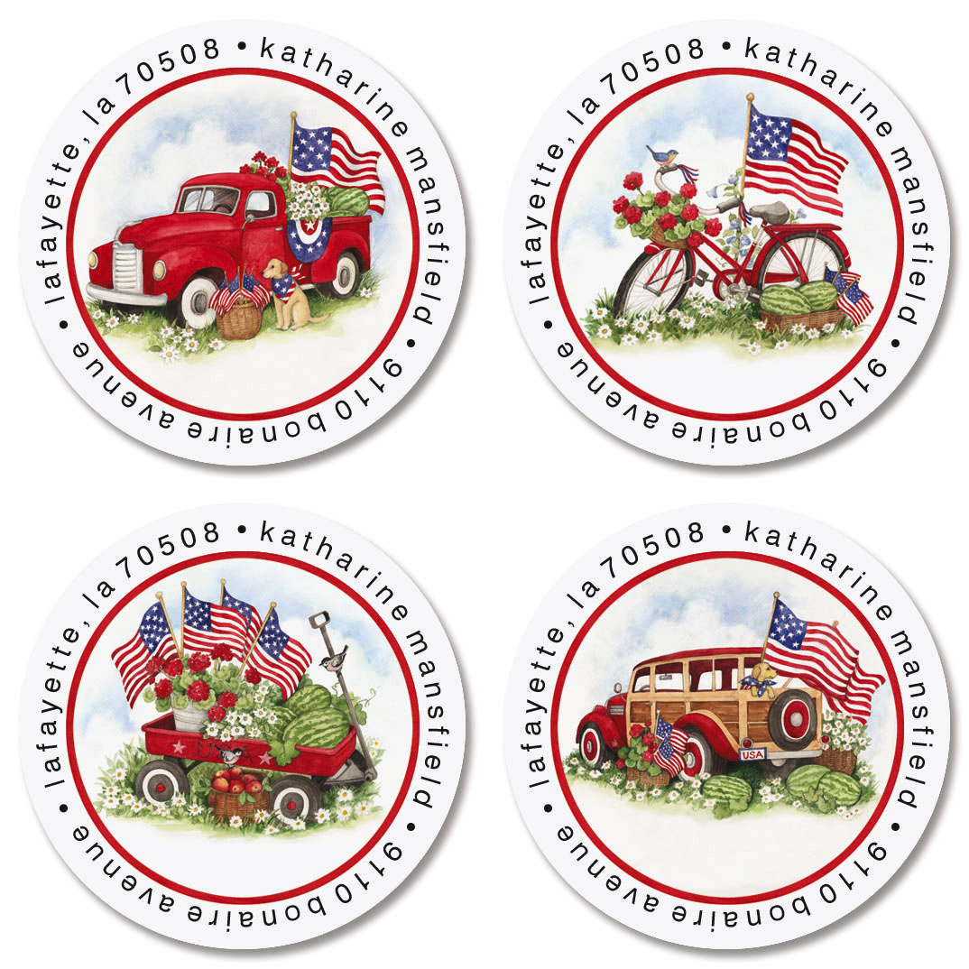 American Heritage Round Return Address Labels | Colorful Images