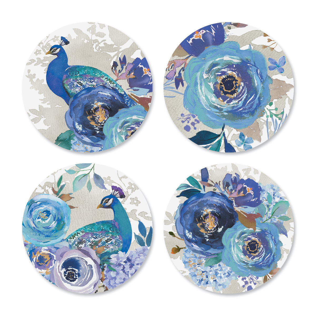 Blue Peacock Envelope Seals (4 Designs) | Colorful Images