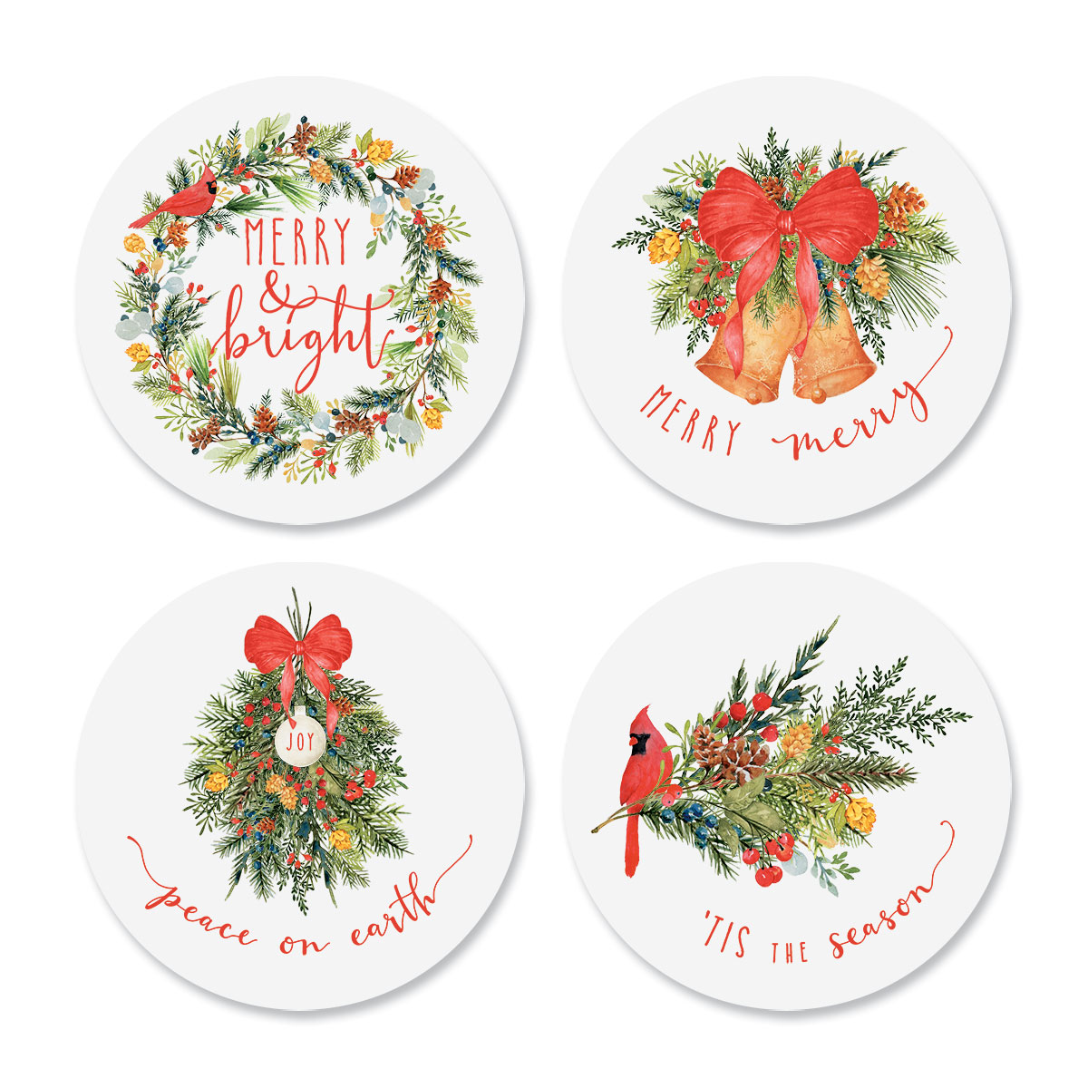 Leafy Christmas Envelope Seals (4 Designs) | Colorful Images