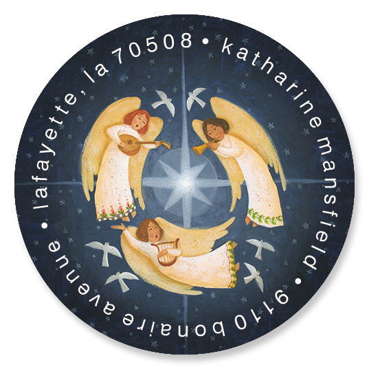 Angels Wings Round Return Address Labels | Colorful Images