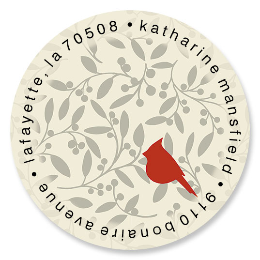 Cardinal Morning Round Return Address Labels | Colorful Images