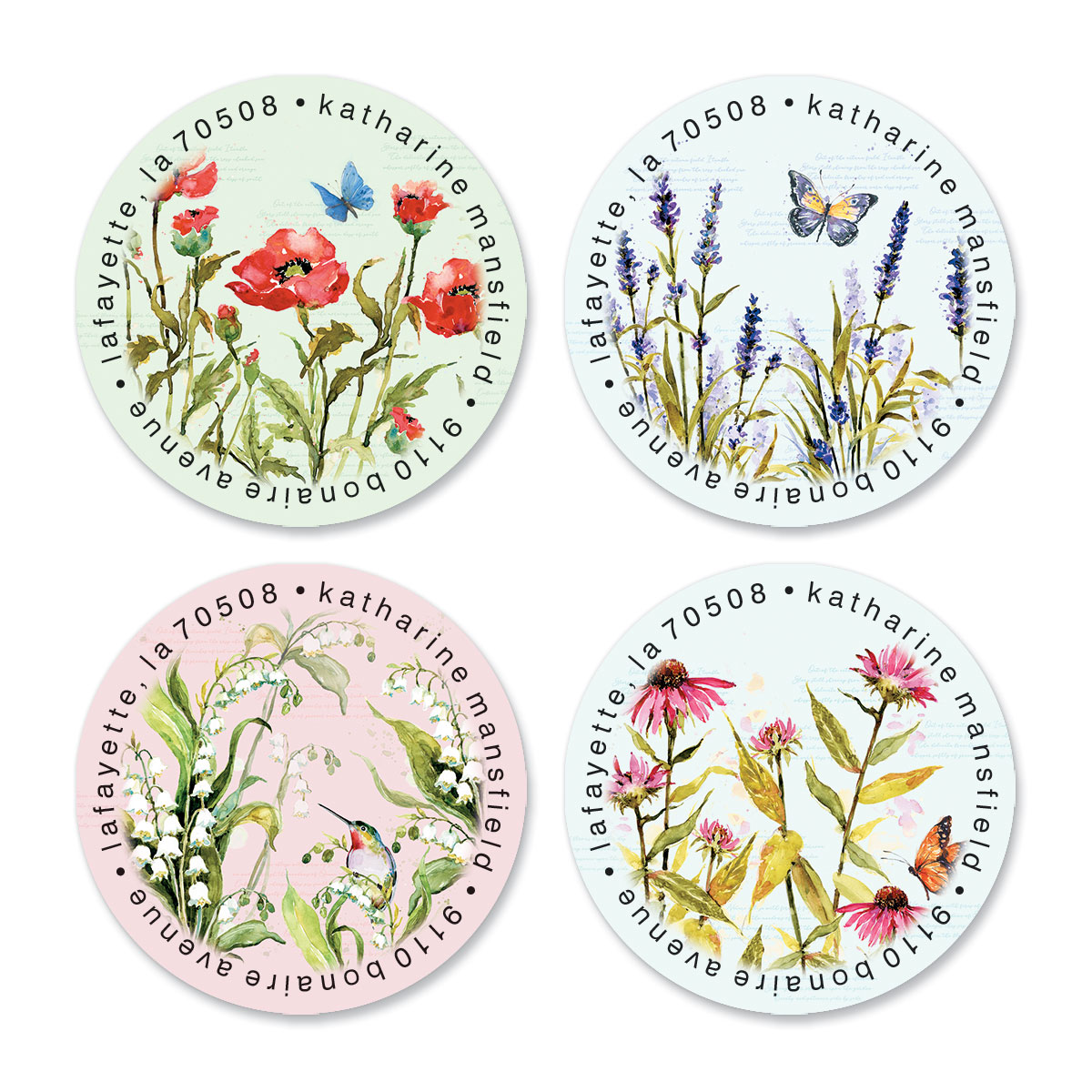 Eden Round Return Address Labels (6 Designs) | Colorful Images