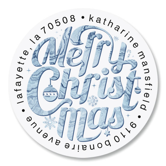 Christmas Marble Round Return Address Labels | Colorful Images