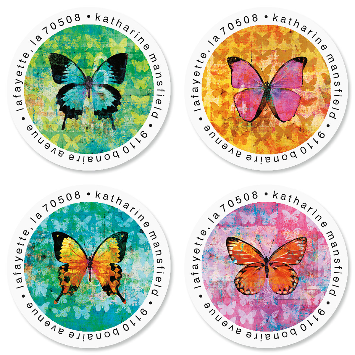 Transformation Round Address Labels (4 Designs) | Colorful Images