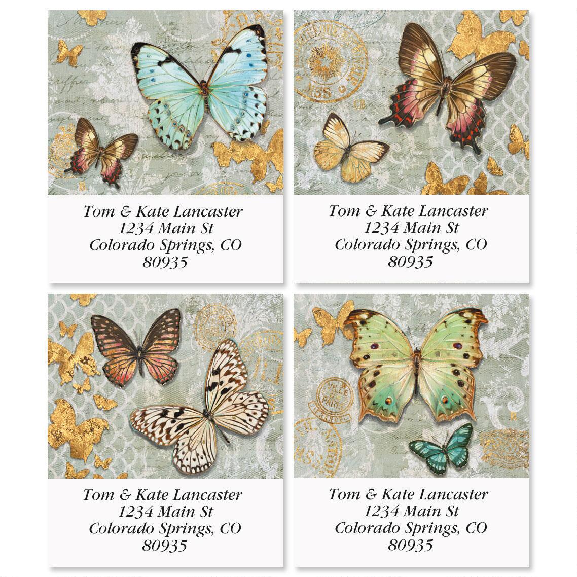 Gilded Butterflies Select Return Address Labels | Colorful Images