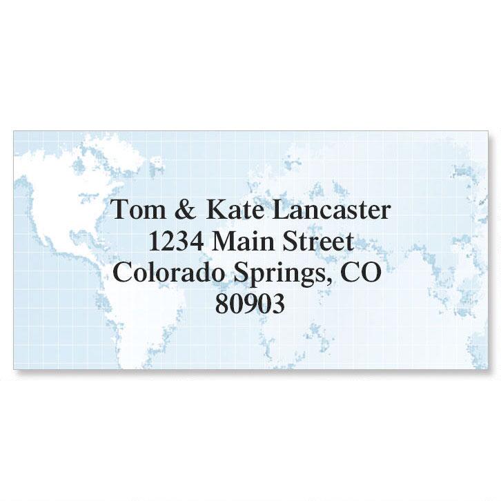 Globe Border Return Address Labels | Colorful Images