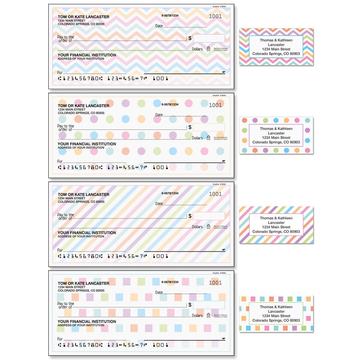 Graphix Personal Single Checks with Matching Address Labels | Colorful ...