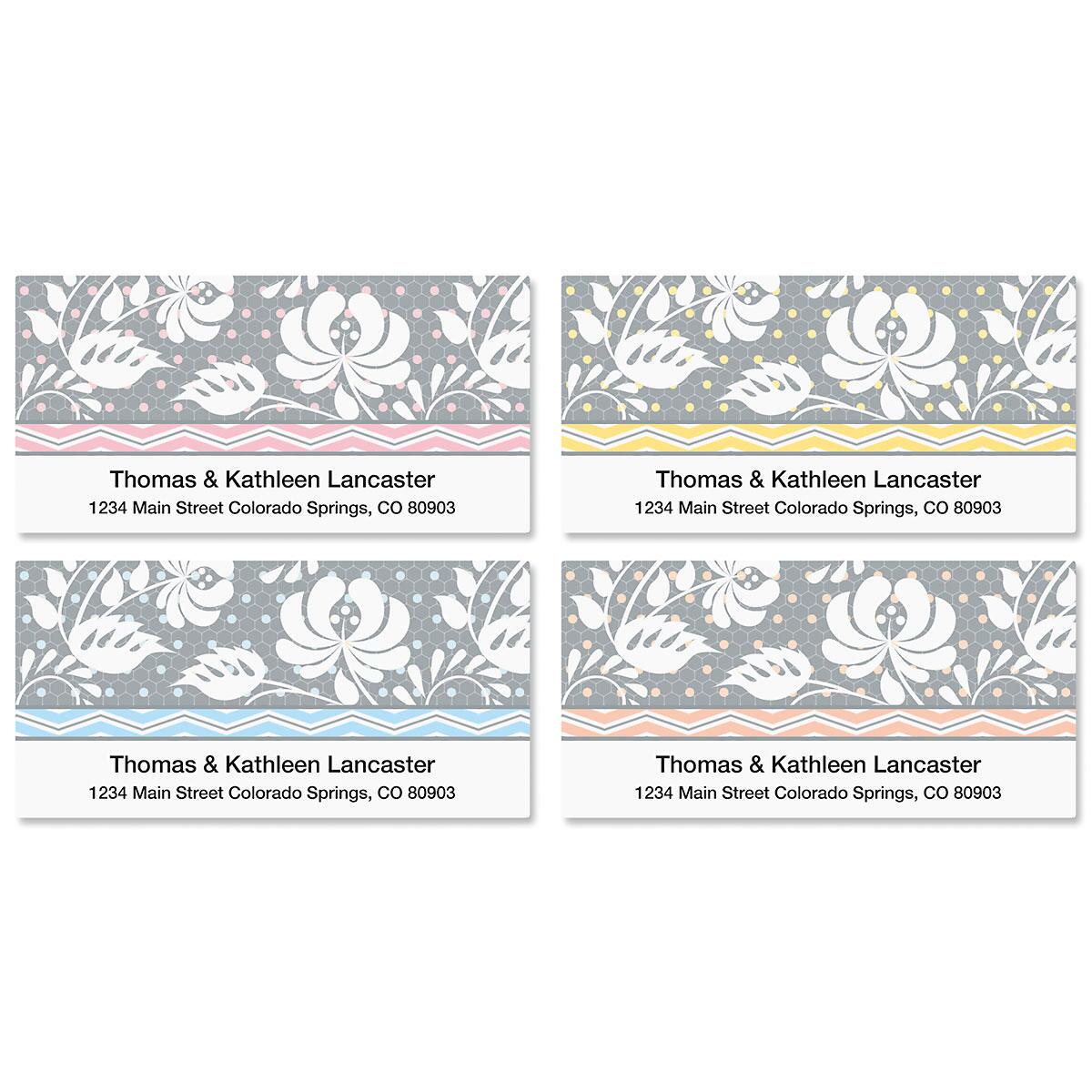 Gray Botanical Deluxe Return Address Labels | Colorful Images