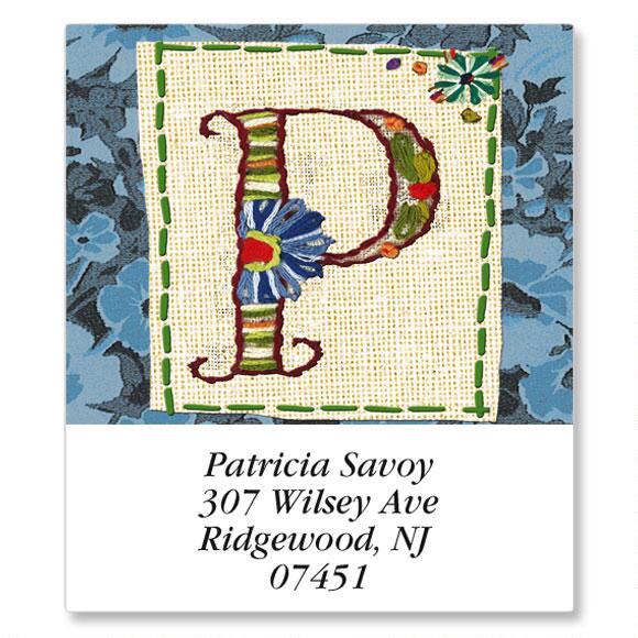 Hand Stitched Initial Select Return Address Labels | Colorful Images