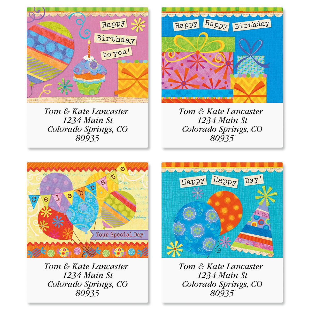 Happy Day Select Return Address Labels (4 Designs) y2239 | Colorful Images