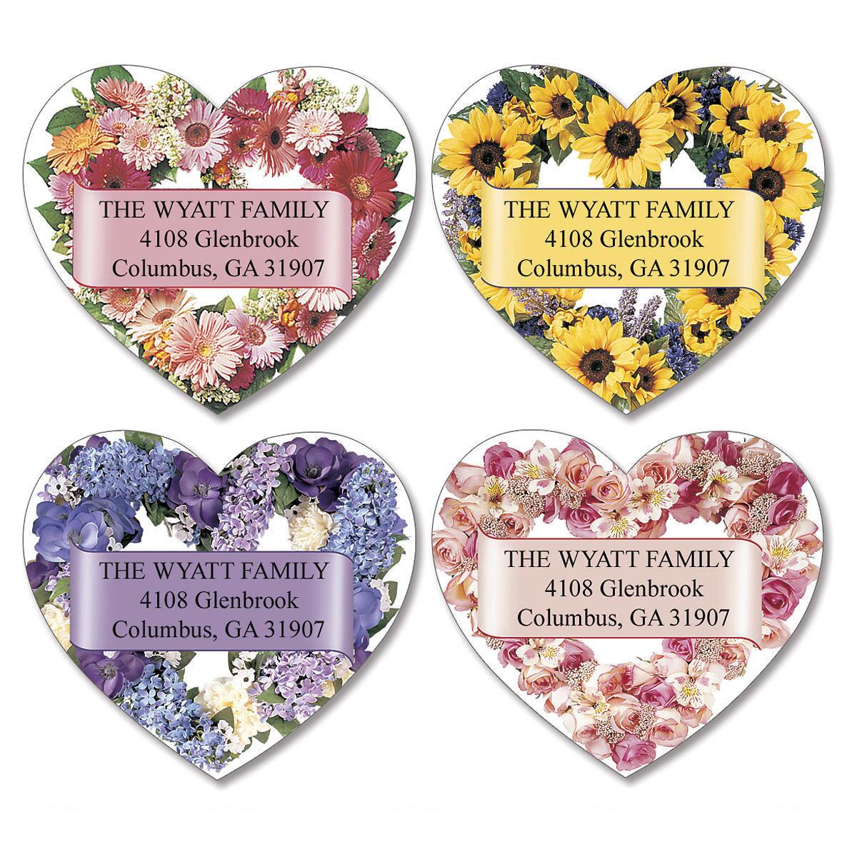 Heart Blossoms Diecut Return Address Labels | Colorful Images