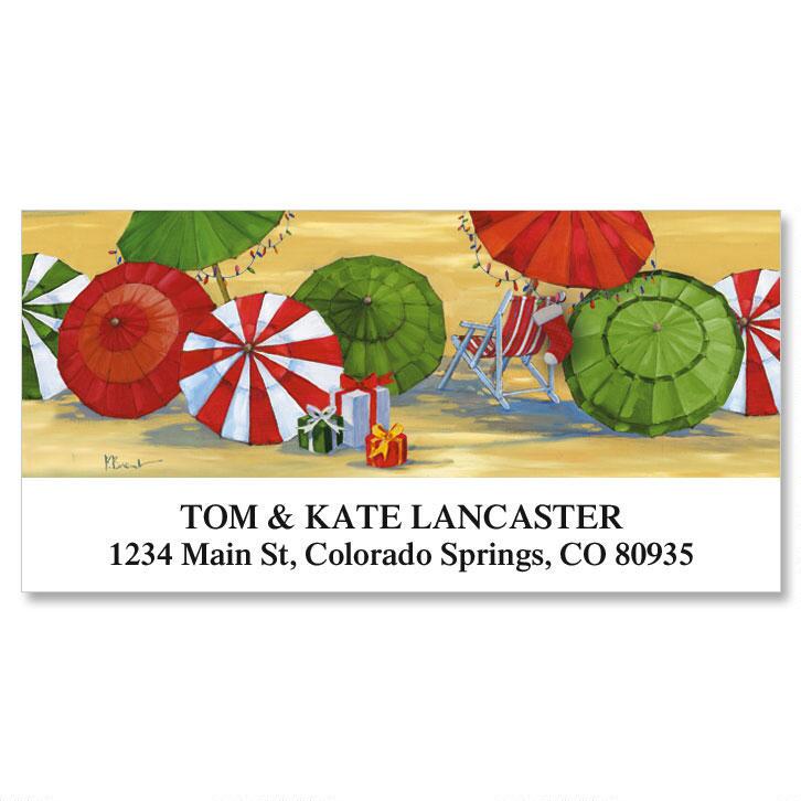 Holiday Umbrella Deluxe Return Address Labels | Colorful Images