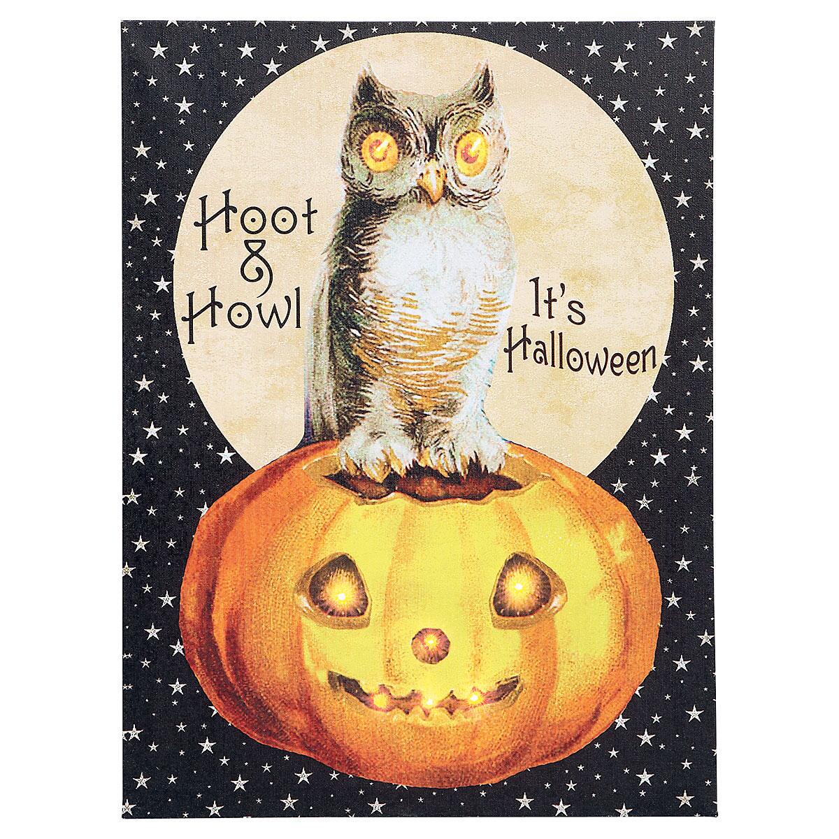 Hoot and Howl Lighted Canvas | Colorful Images