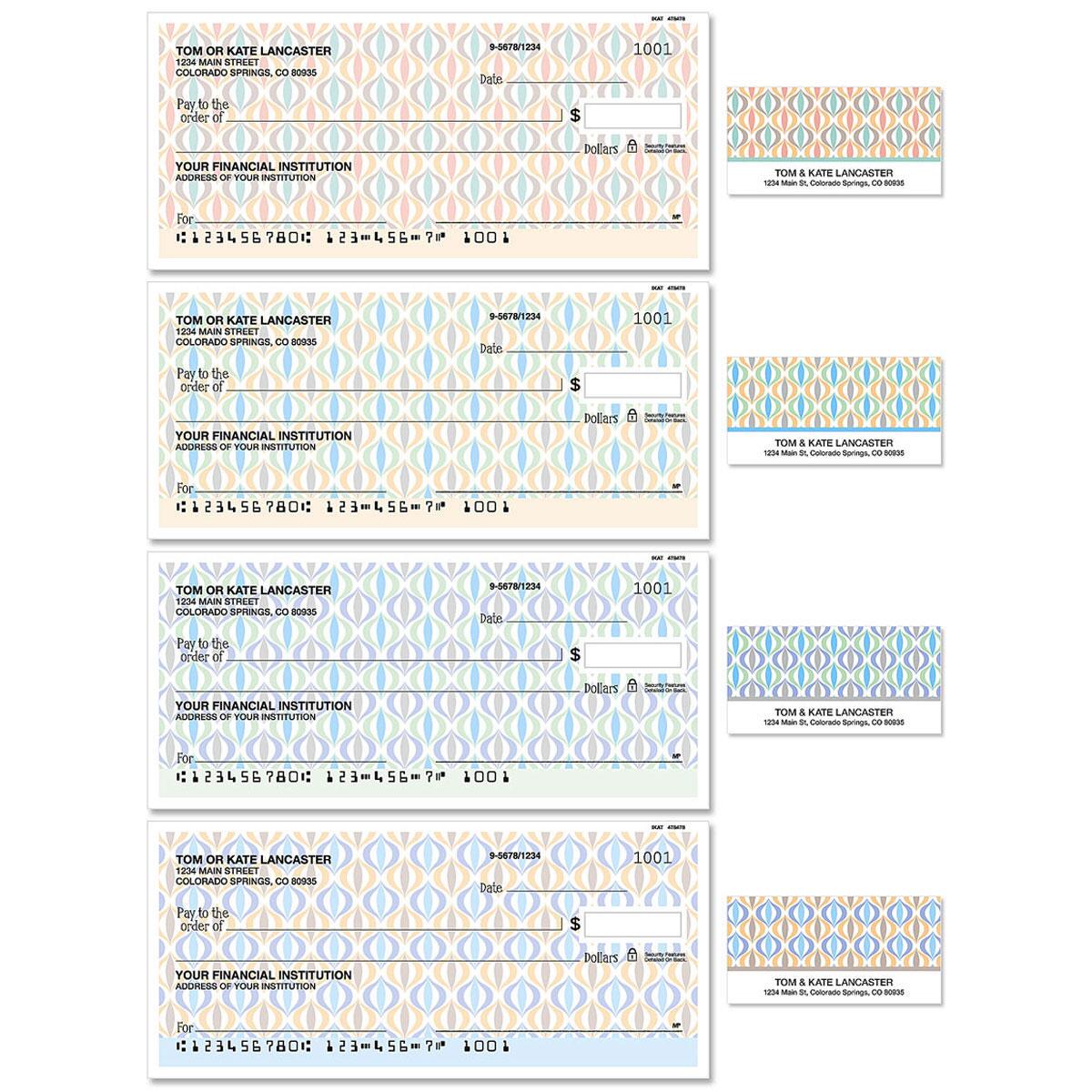 Ikat Personal Single Checks With Matching Address Labels | Colorful Images