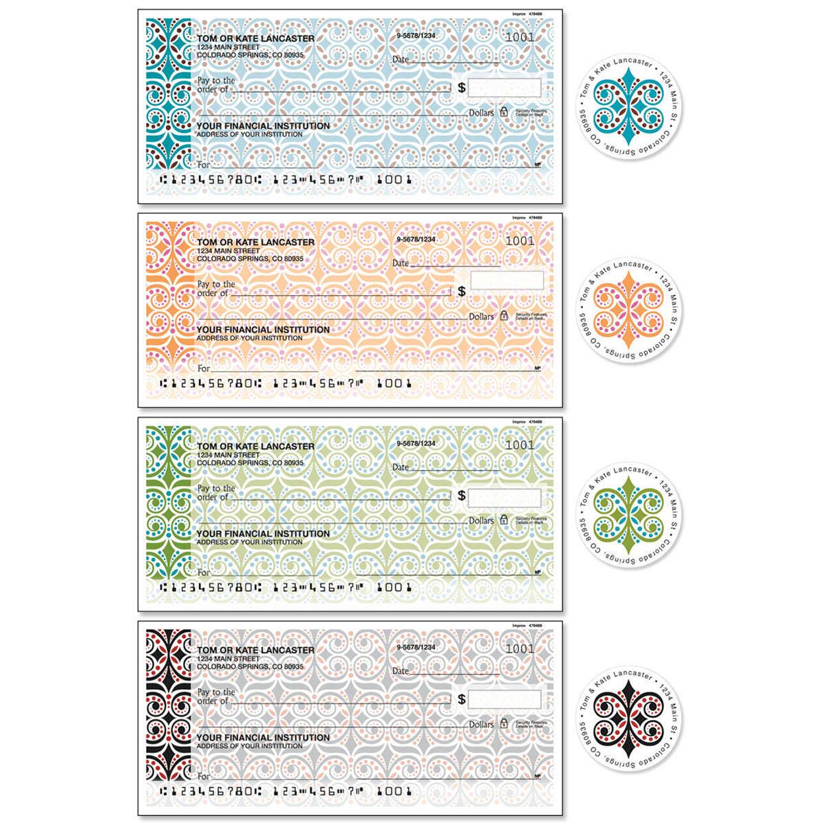 Improv Personal Single Checks with Matching Address Labels | Colorful ...