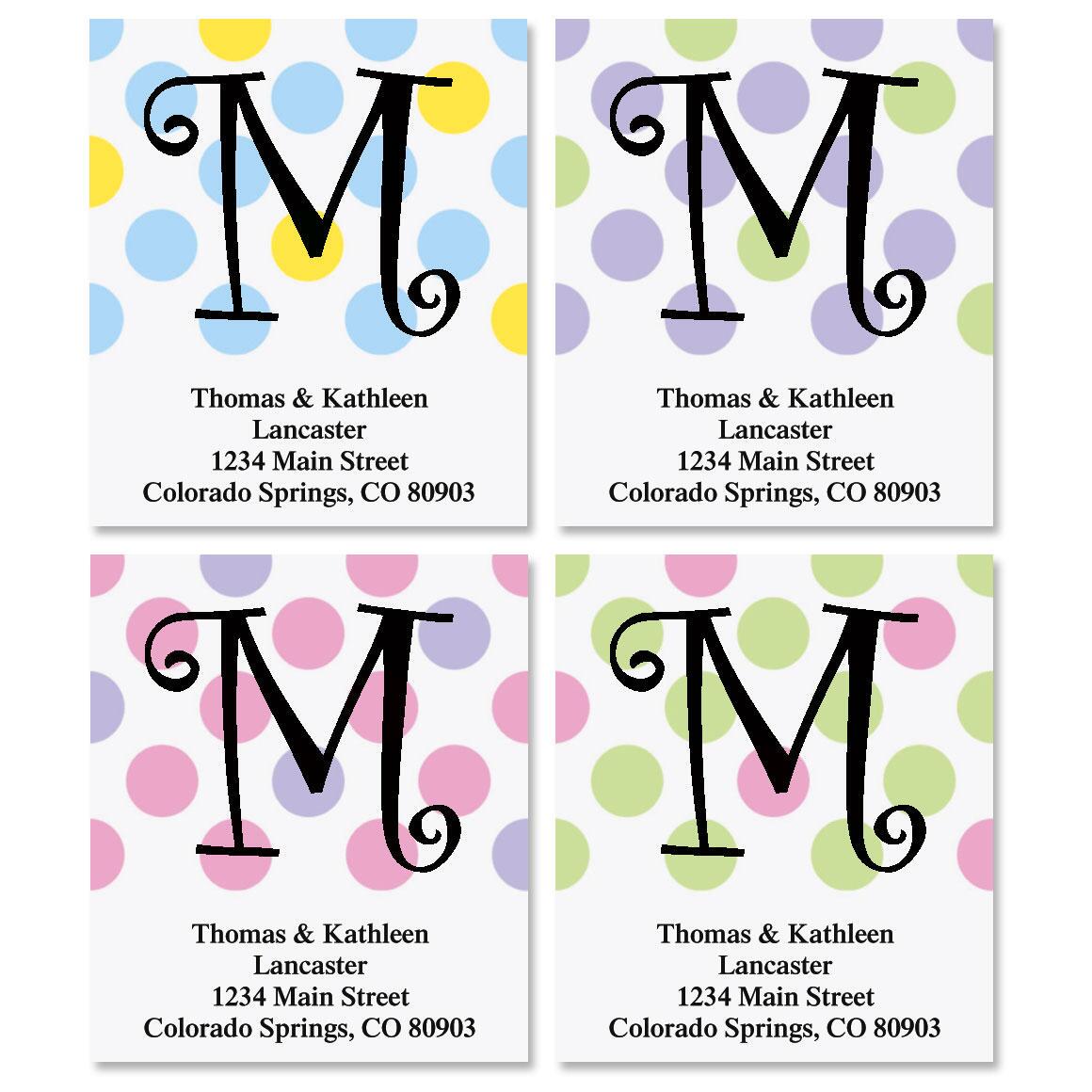 Initial Polka Dot Address Labels | Colorful Images