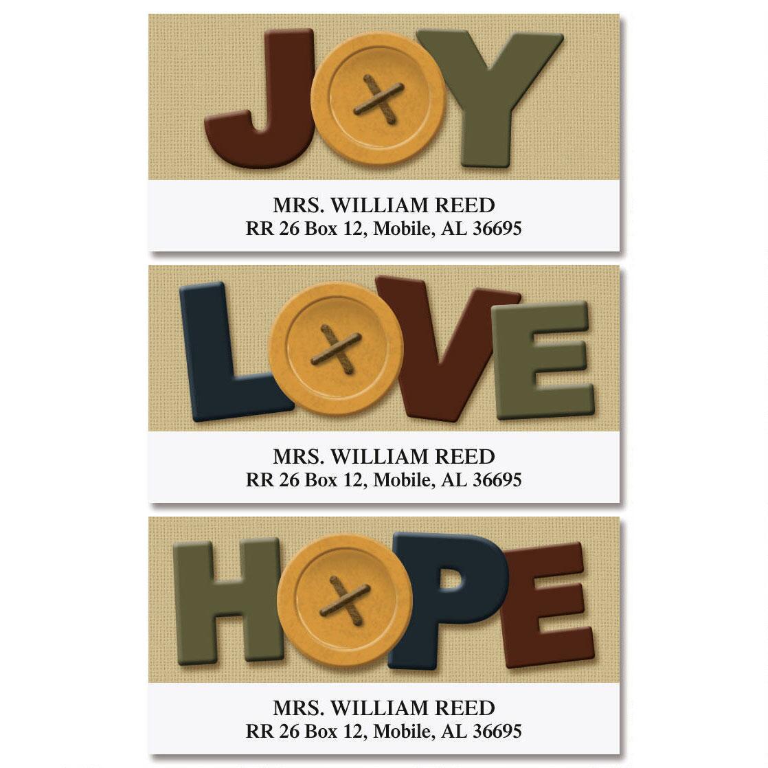 Joy Love Hope Deluxe Return Address Labels | Colorful Images