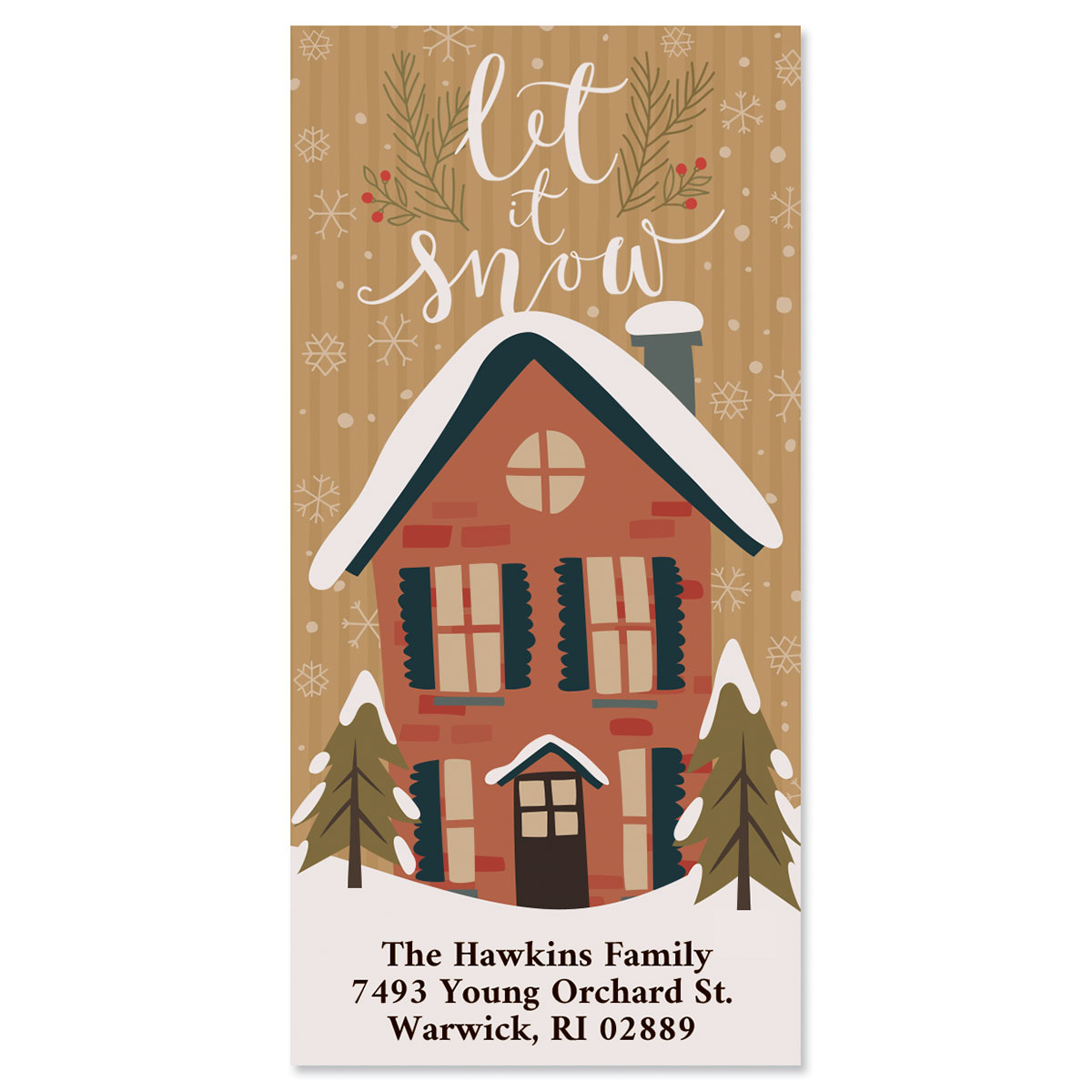 Christmas Kraft Cabin Oversized Return Address Labels | Colorful Images