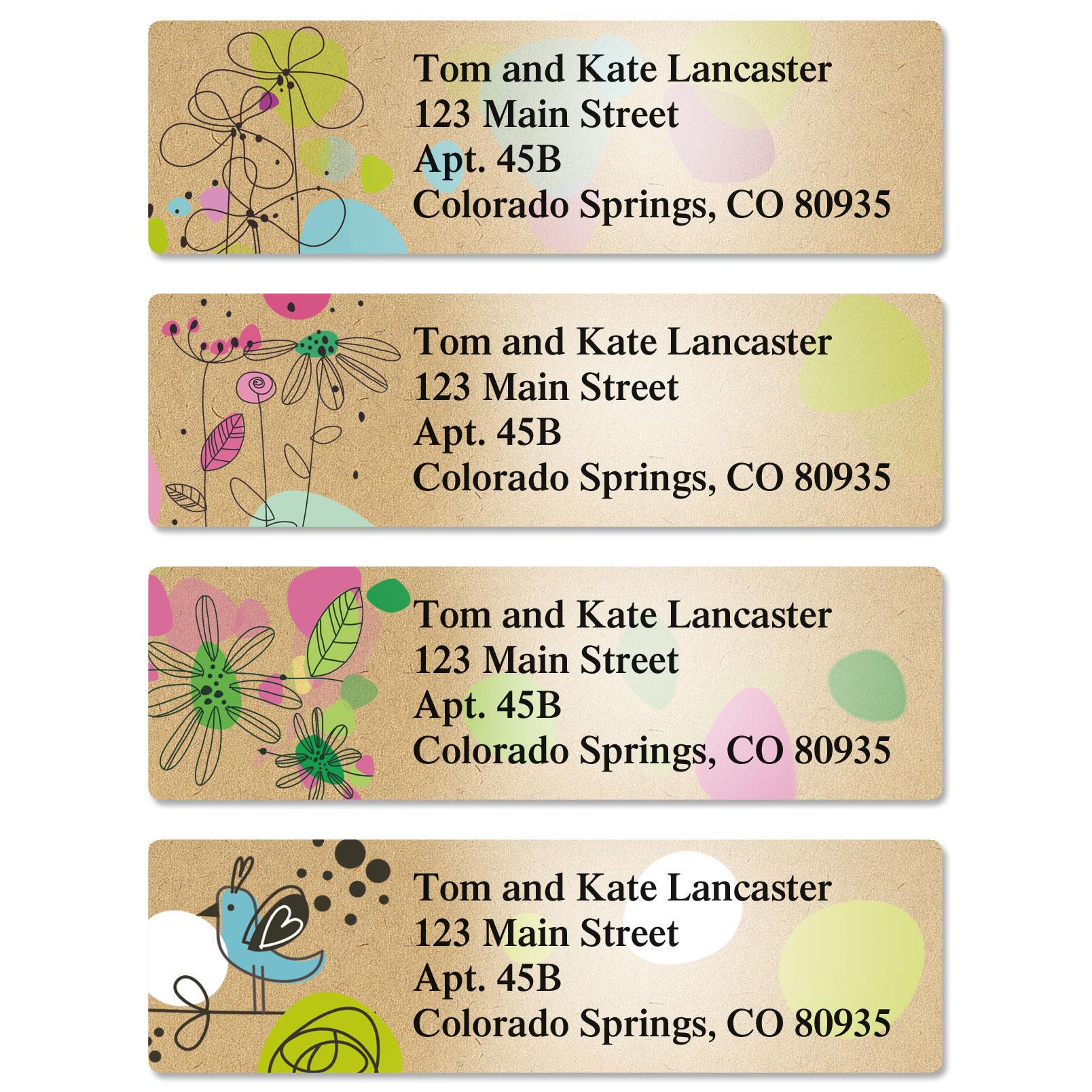 Kraft Blossoms Classic Return Address Labels | Colorful Images
