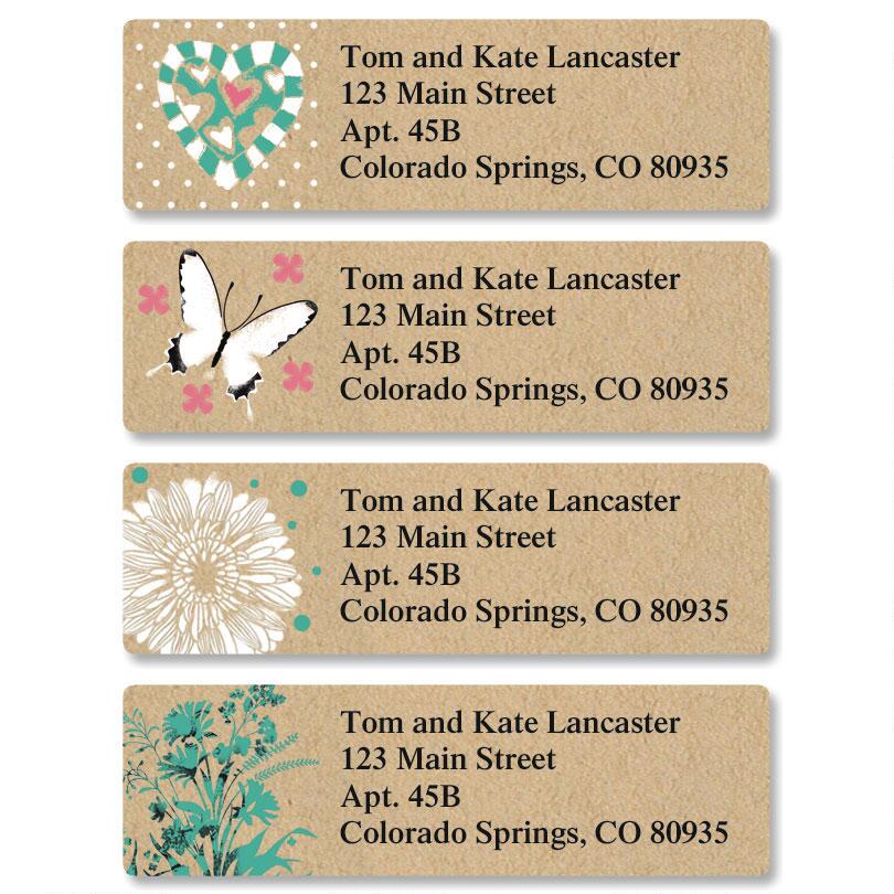 Kraft Floral Classic Return Address Labels | Colorful Images