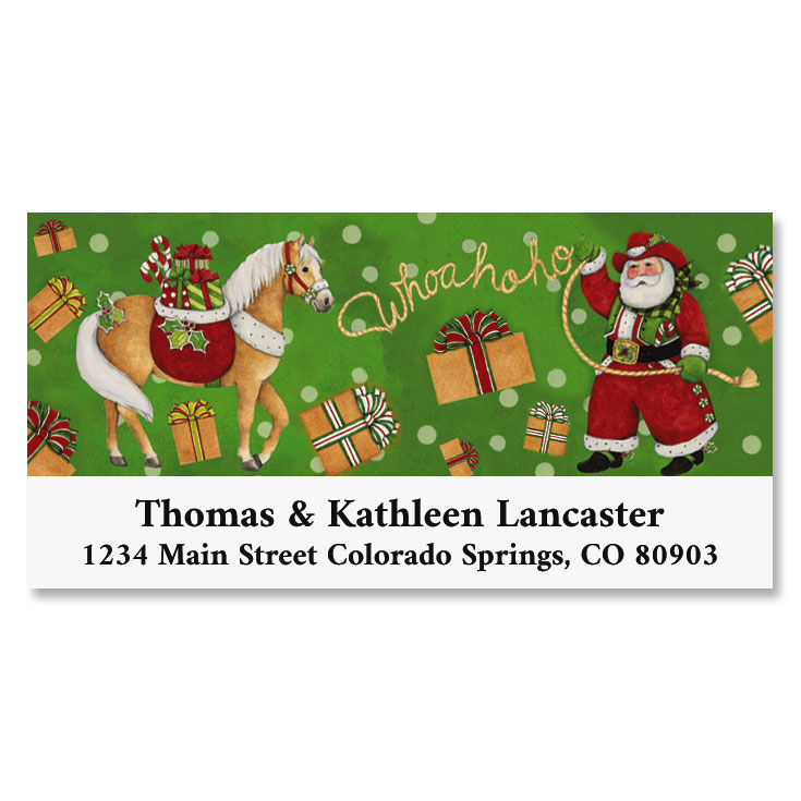 Cowboy Santa Deluxe Return Address Labels | Colorful Images