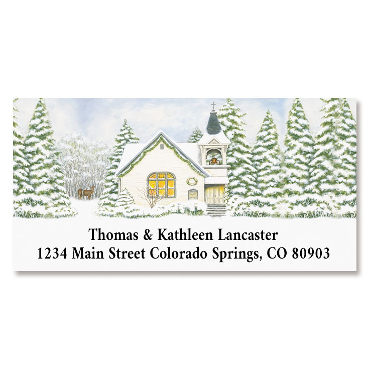 Christmas Church Deluxe Return Address Labels | Colorful Images
